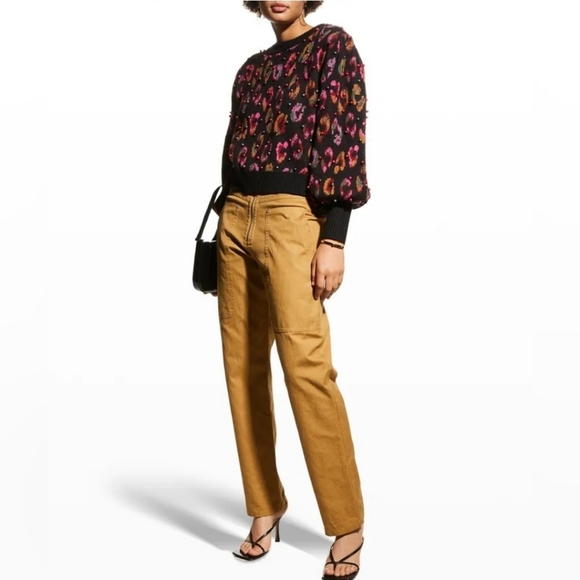 FARM Rio | Sweaters | Farm Rio Black Ikatdyed Leopard Woolblend Ball ...